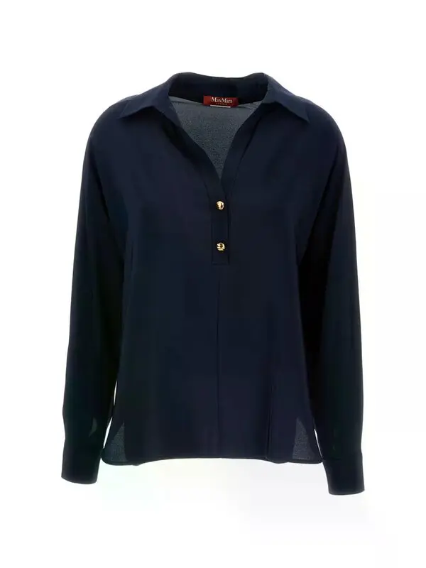 Max Mara Button-fastening Silk Polo - Blue