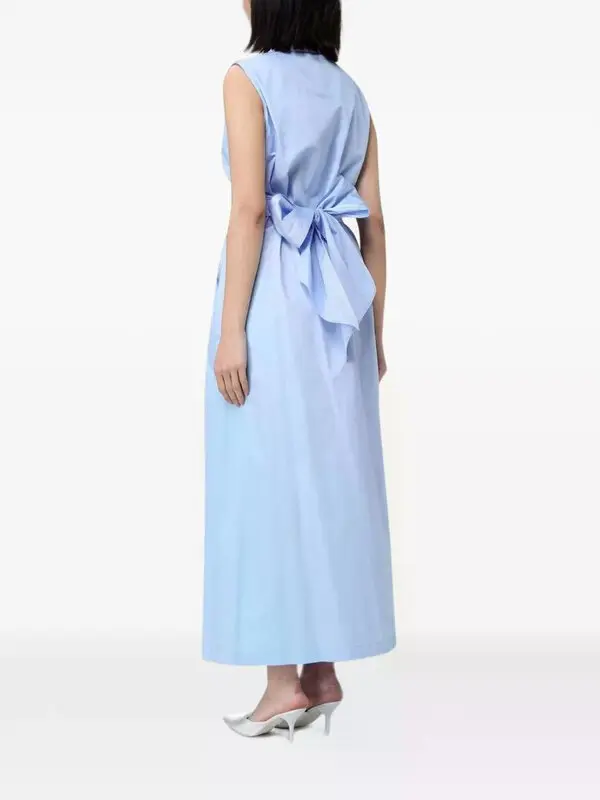 HANITA Sleeveless Pleated Shirt Maxi Dress - Blue