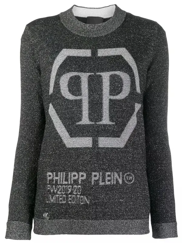 Philipp Plein Logo Lurex Jumper - Black