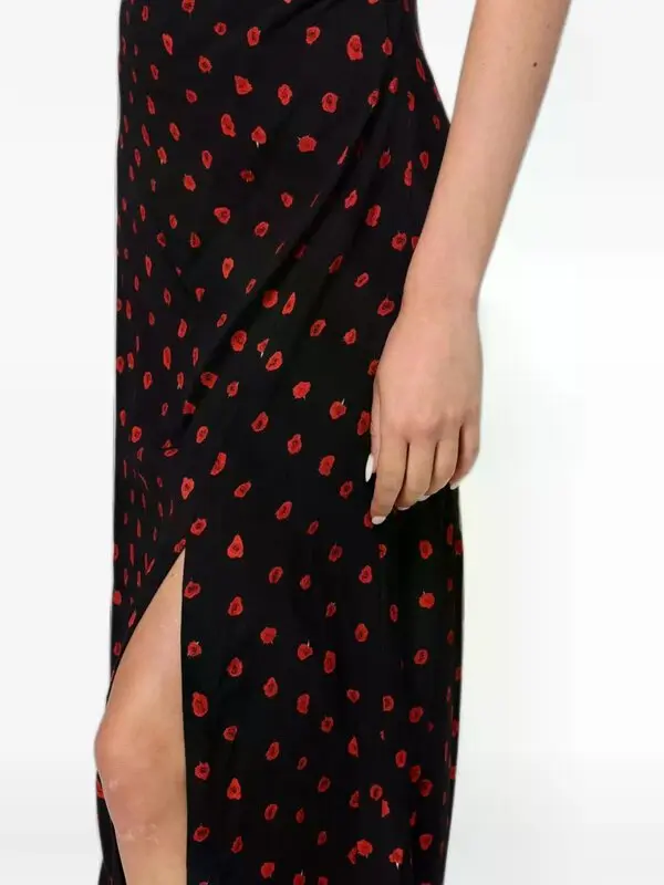 MAR DE MARGARITAS Kelly Floral-print Cowl-neck Dress - Black