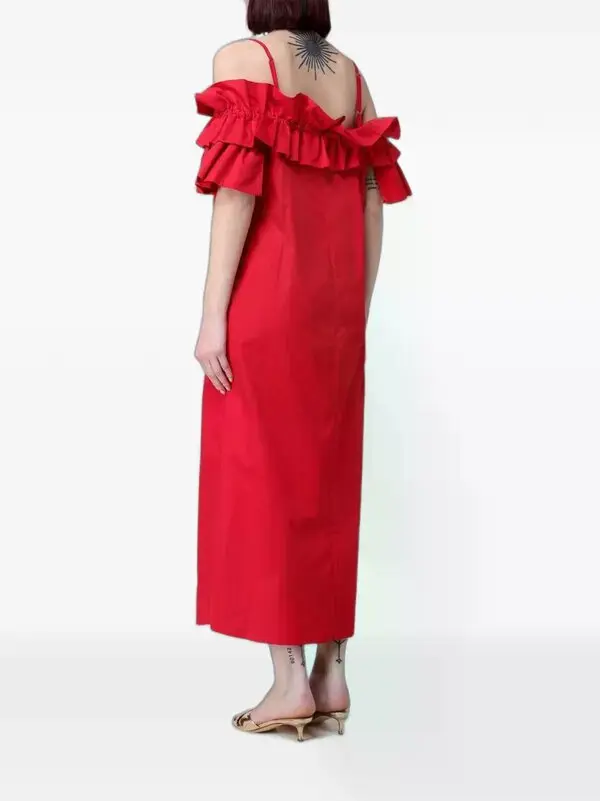 HANITA Ruffled Off-shoulder Dress - Red