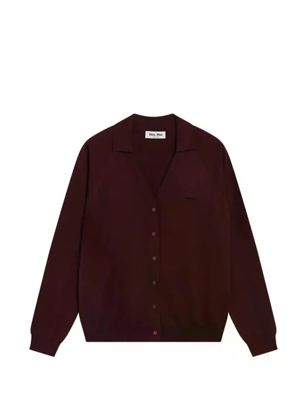 Miu Miu Logo-embroidered Raglan-sleeve Cardigan - Red