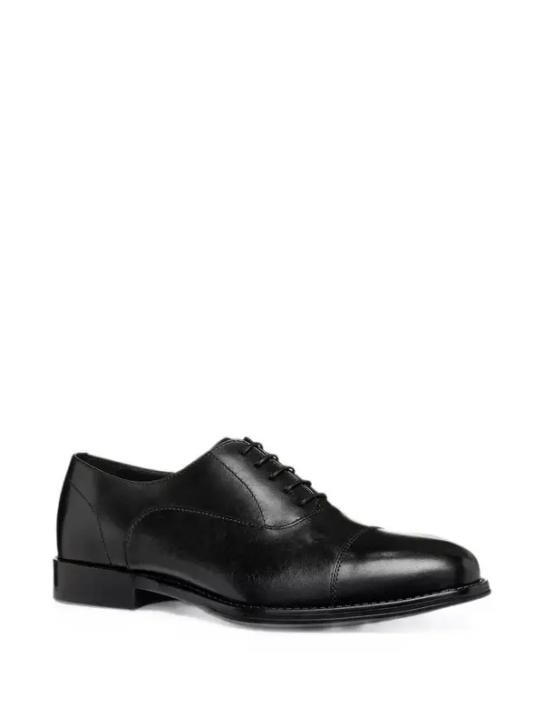 Geox Barberigo Leather Derby Shoes - Black