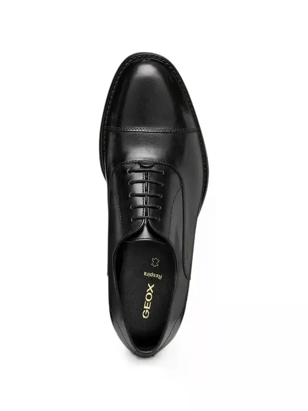 Geox Barberigo Leather Derby Shoes - Black