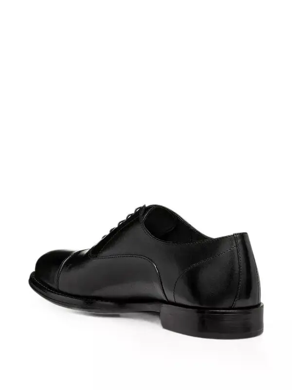 Geox Barberigo Leather Derby Shoes - Black