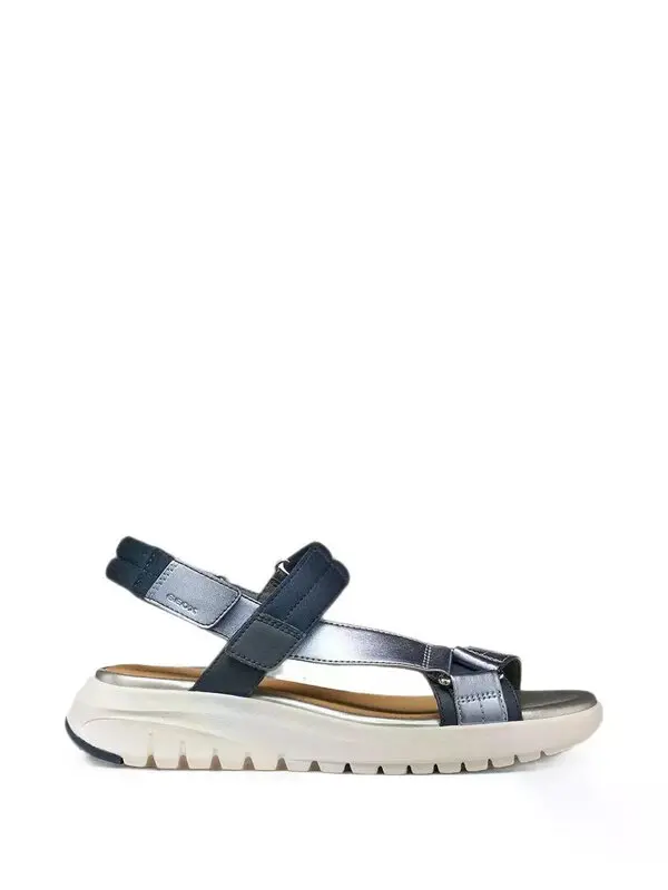 Geox Flextride S Metallic-finish Touch-strap Sandals - Blue