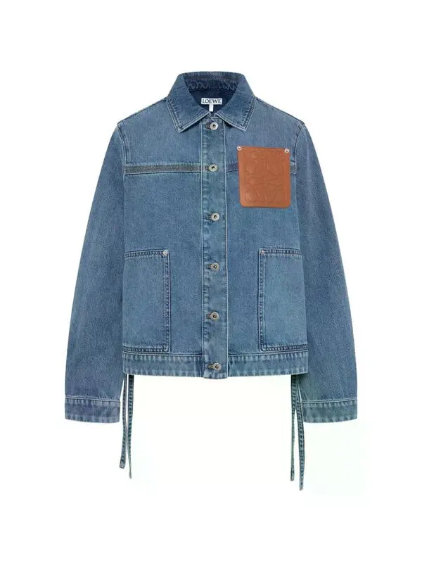 Loewe Anagram-patch Leather Jacket - Blue