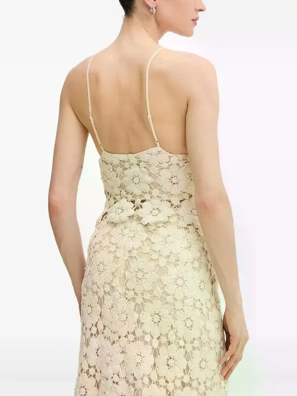 Bardot Veneta Crochet-knit Halterneck Top - Neutrals