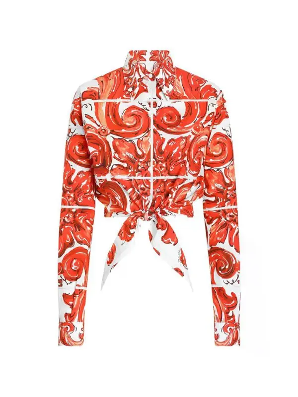 Dolce & Gabbana Majolica Print Tie-front Shirt - Red