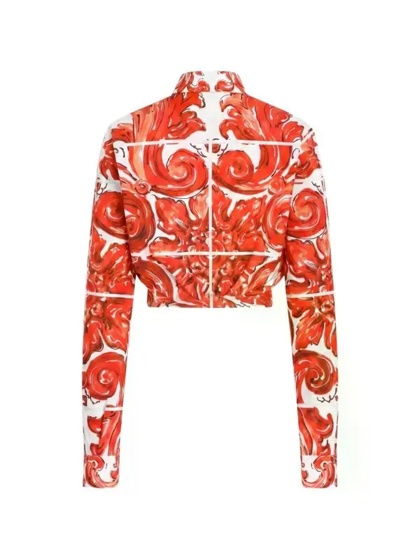 Dolce & Gabbana Majolica Print Tie-front Shirt - Red