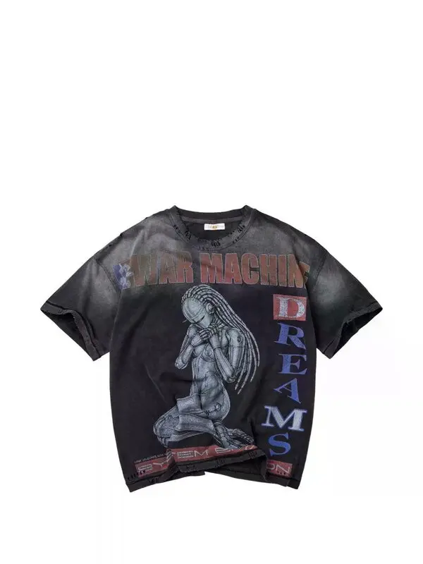 VALE FOREVER War Machine Distressed Graphic-print T-shirt - Grey