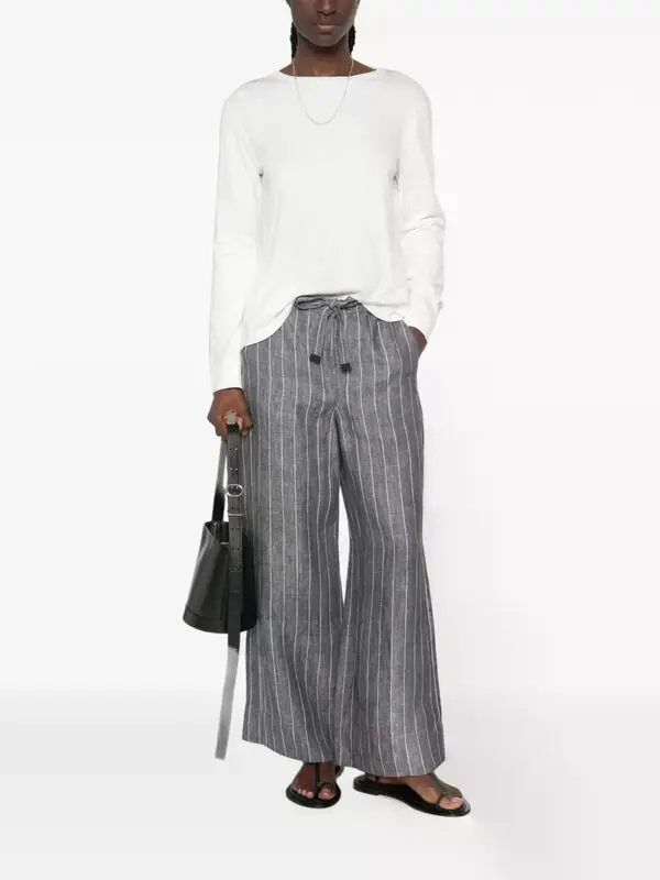 Max Mara Logo-embroidered Long-sleeve T-shirt - Grey