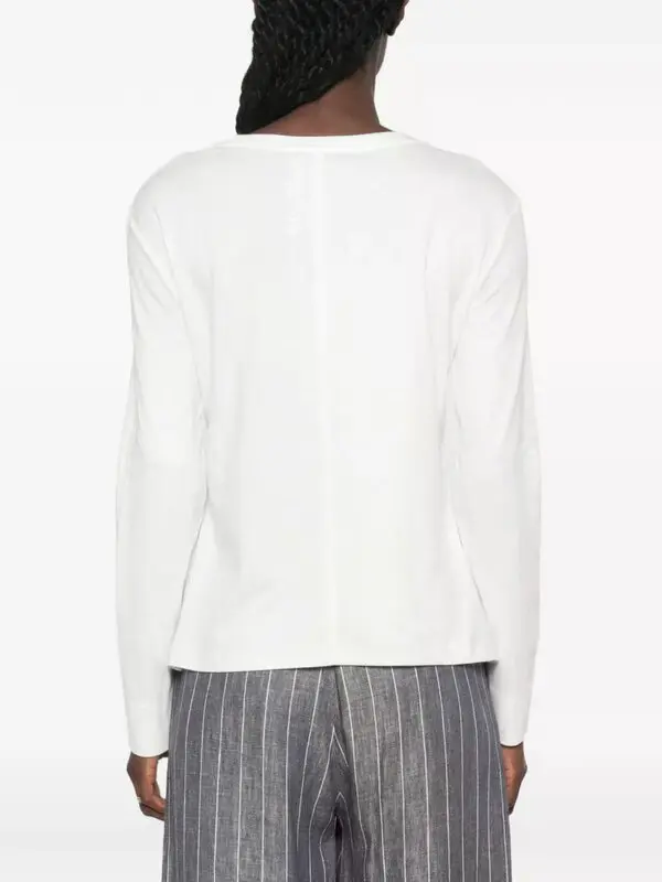 Max Mara Logo-embroidered Long-sleeve T-shirt - Grey
