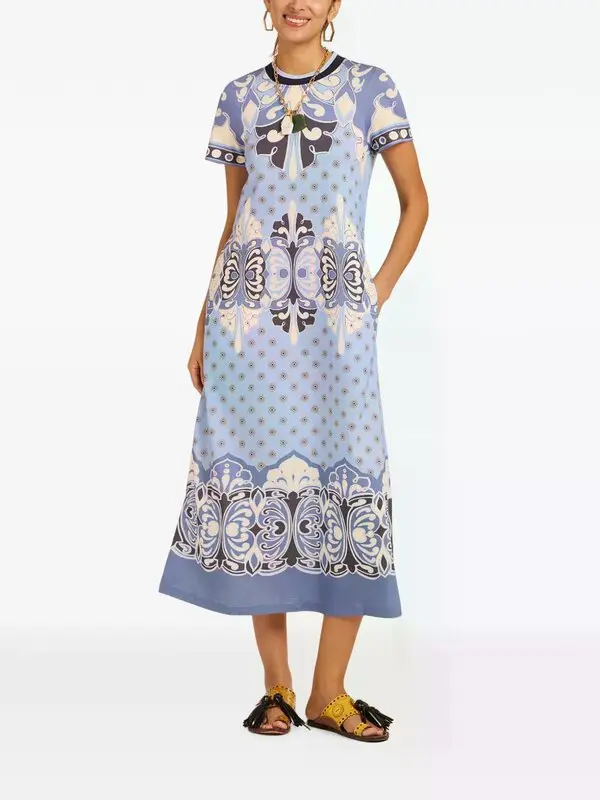 La DoubleJ Sporty Swing Dress With Engineered Print - Blue