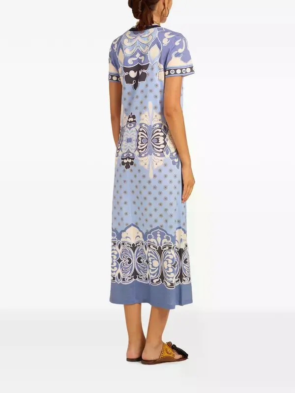 La DoubleJ Sporty Swing Dress With Engineered Print - Blue