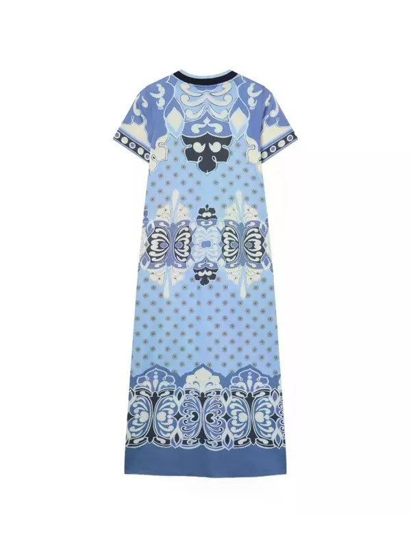 La DoubleJ Sporty Swing Dress With Engineered Print - Blue