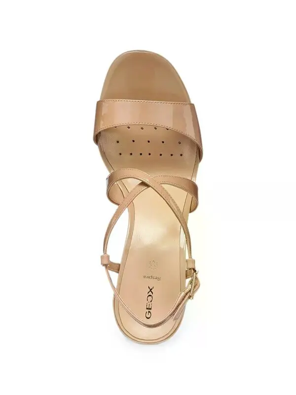 Geox Patent Finish Crossover Strap Heeled Sandals - Neutrals