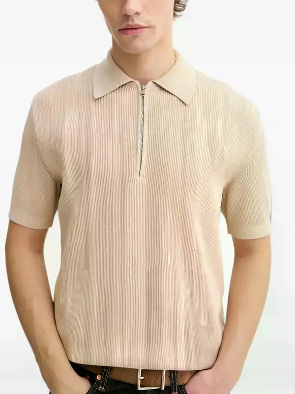 Marc O'polo Ribbed-knit Zip-up Polo Shirt