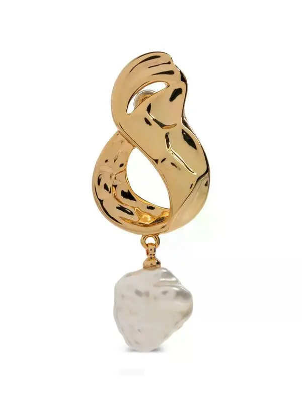SELF-PORTRAIT Pearl-pendant Hammered-effect Drop Earrings
