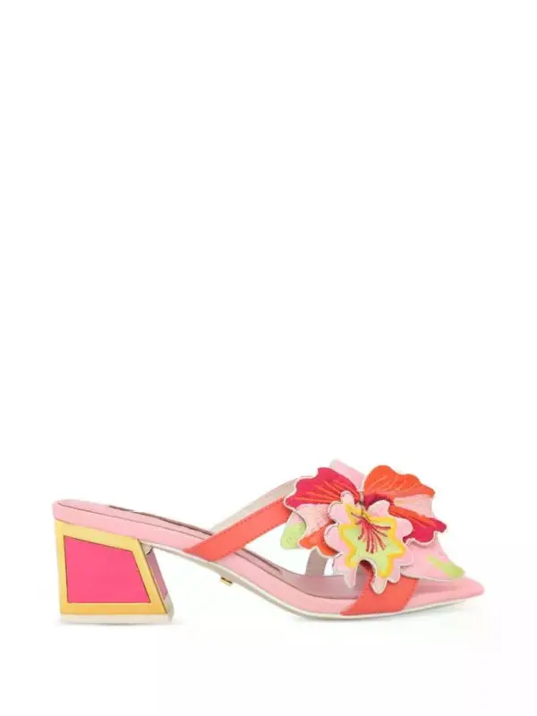 KAT MACONIE Eve Floral-applique Block-heel Sandals - Pink