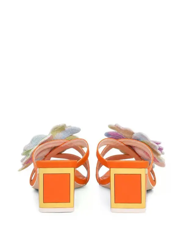 KAT MACONIE Floral Appliqué Block Heel Sandals - Pink