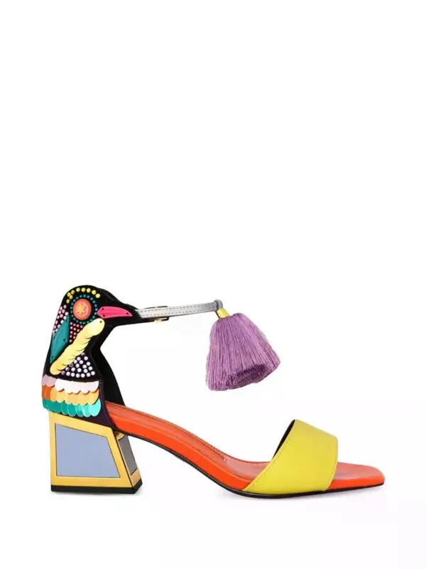 KAT MACONIE Tassel-embellished Bird-motif Sandals - Orange