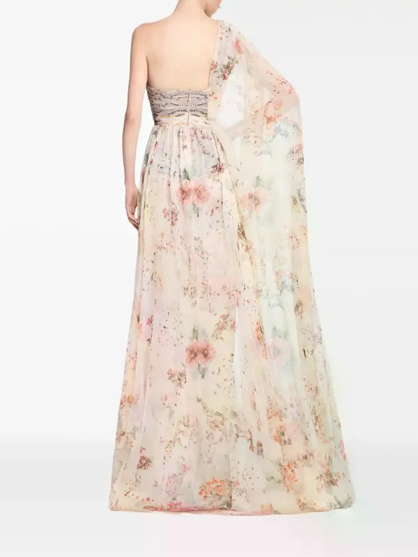 Elie Saab Floral Print One-shoulder Maxi Dress - Neutrals