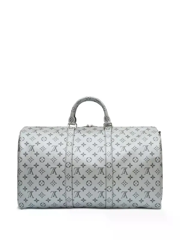 LOUIS VUITTON 50 Monogram Metallic Keepall Bandouliere Holdall - Silver
