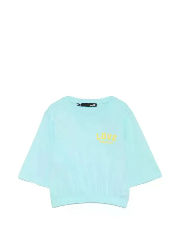 Moschino Logo-print Elasticated-hem T-shirt - Blue