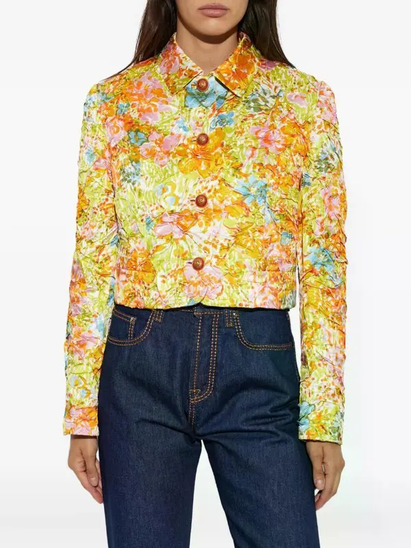 Versace Crinkled Floral-print Jacket