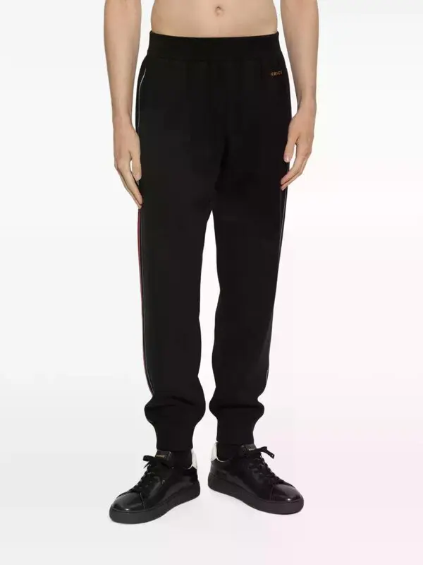 Versace Ribbed-cuff Track Pants - Black