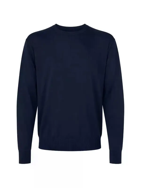 MANUEL RITZ Crew-neck Ribbed-trim Sweater - Blue