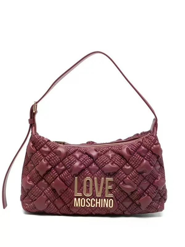 Moschino Quilted Logo-plaque Shoulder Bag - Red
