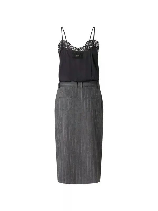 Pinko Lace-trim Pinstripe Midi Dress
