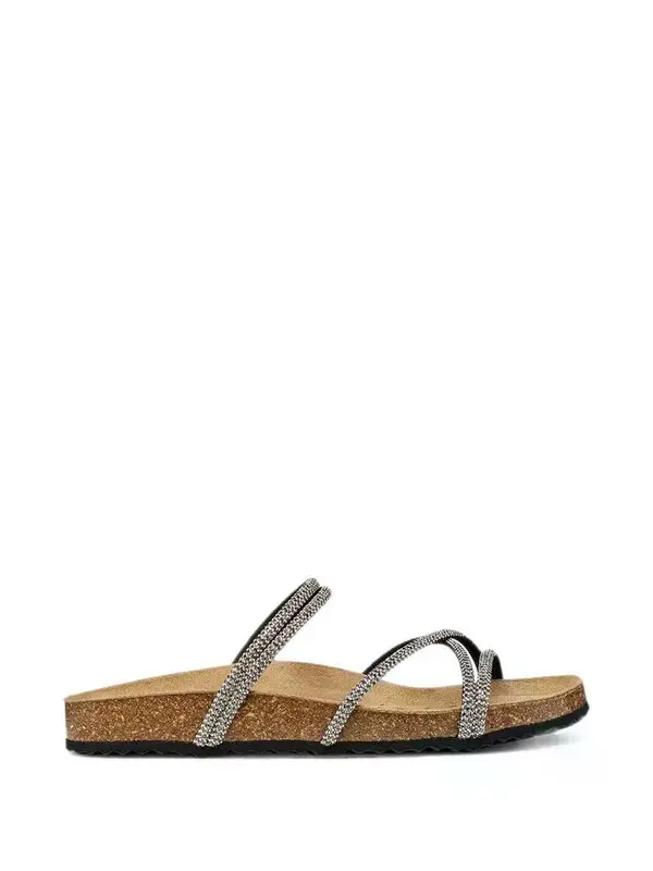 Geox Brionia R Crystal-embellished Strappy Slides - Silver