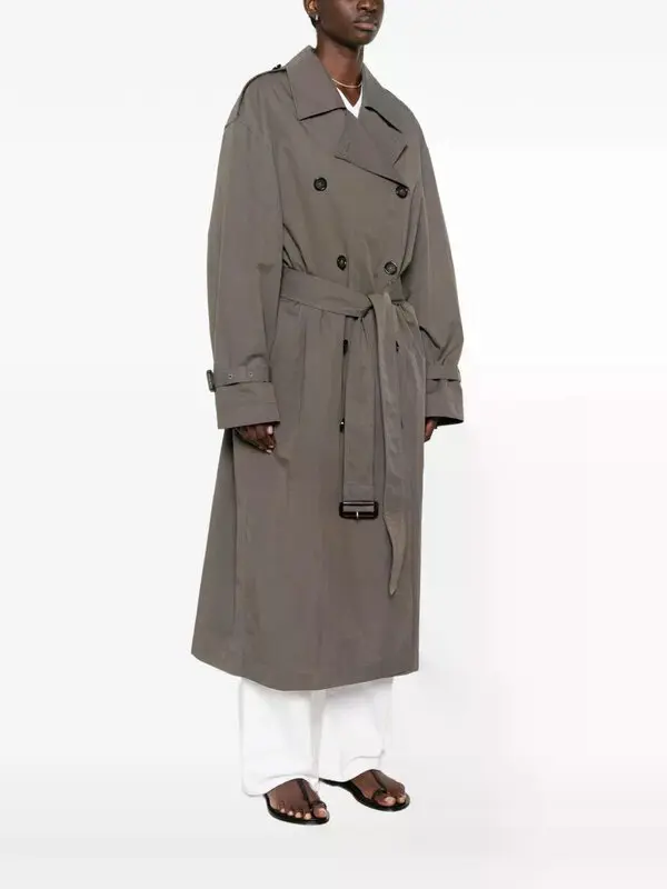 TOTEME Crisp Double-breasted Belted Trench Coat - Grey