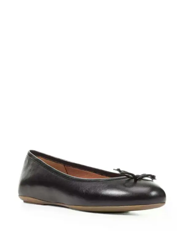 Geox Palmaria Leather Ballet Flats With Bow Detailing - Black
