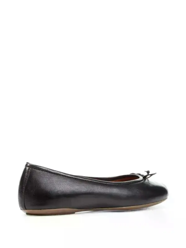 Geox Palmaria Leather Ballet Flats With Bow Detailing - Black