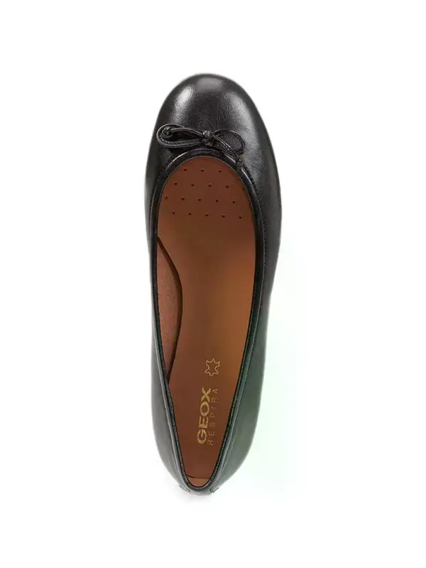 Geox Palmaria Leather Ballet Flats With Bow Detailing - Black