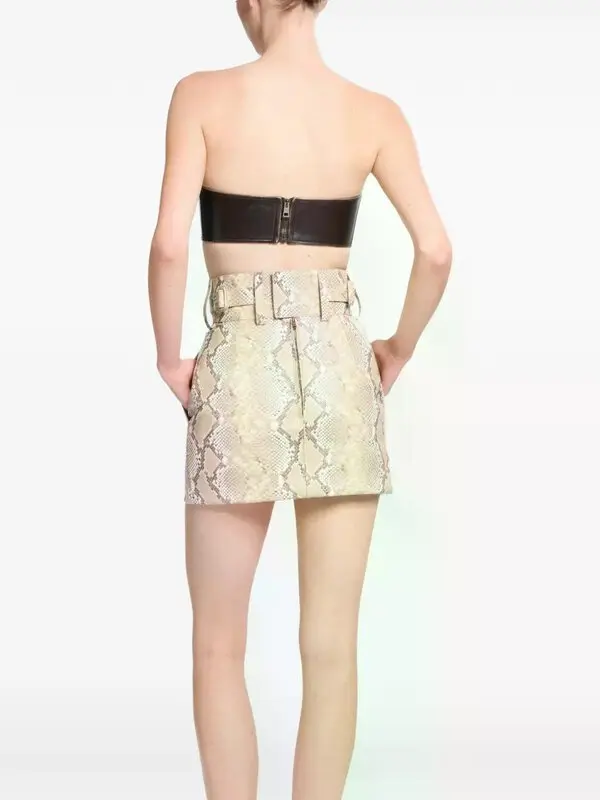 Elie Saab Python-print Belted Mini Skirt