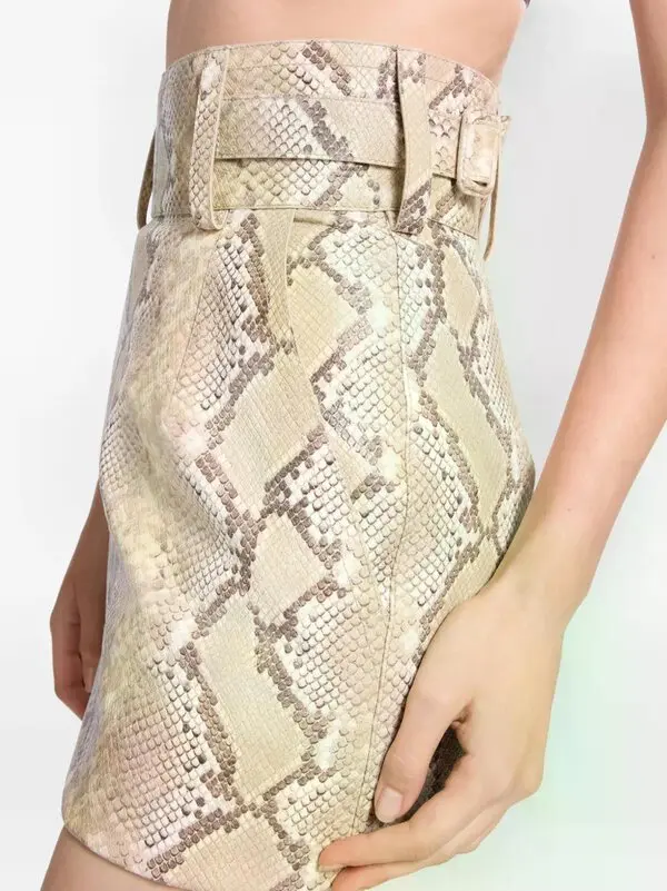Elie Saab Python-print Belted Mini Skirt