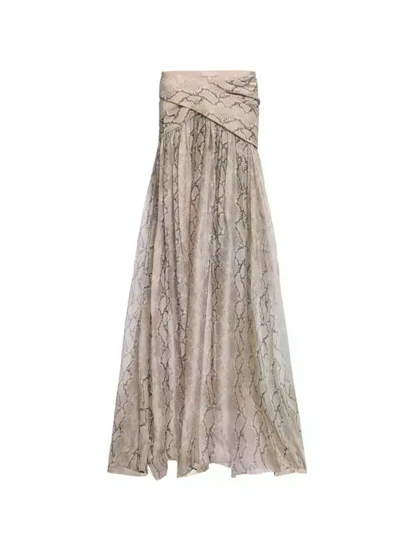 Elie Saab Python-print Silk Maxi Skirt - Neutrals