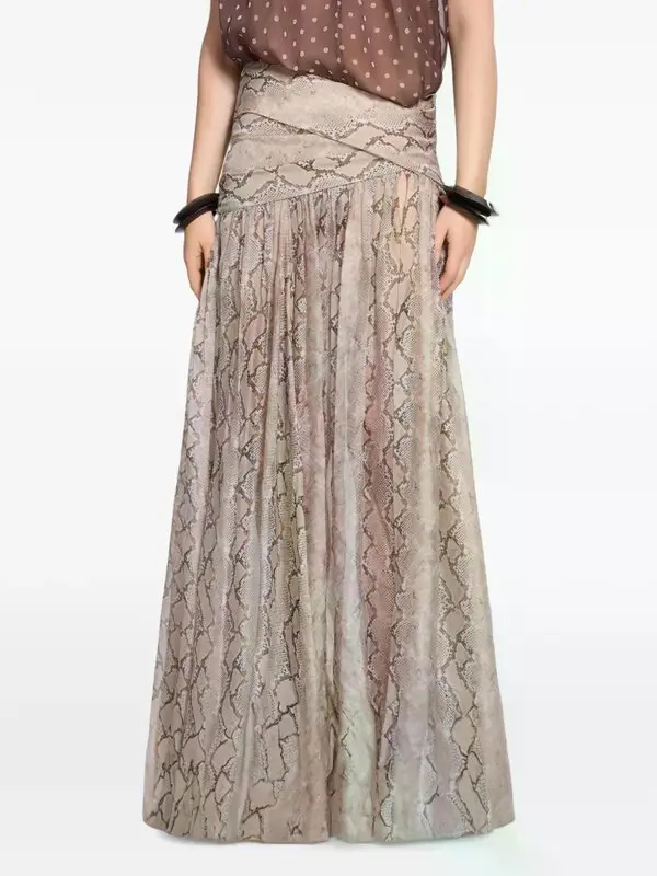 Elie Saab Python-print Silk Maxi Skirt