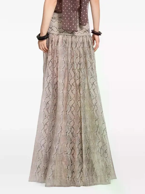 Elie Saab Python-print Silk Maxi Skirt