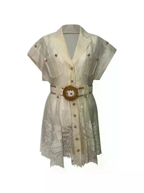 Zimmermann Postcard Belted Broderie Dress - Neutrals