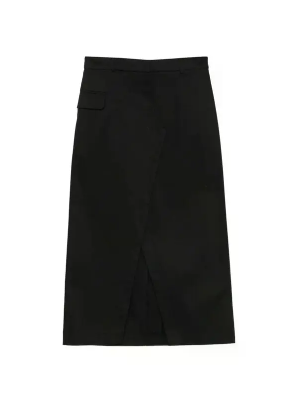 Liviana Conti Pocket Front-slit Midi Skirt - Black