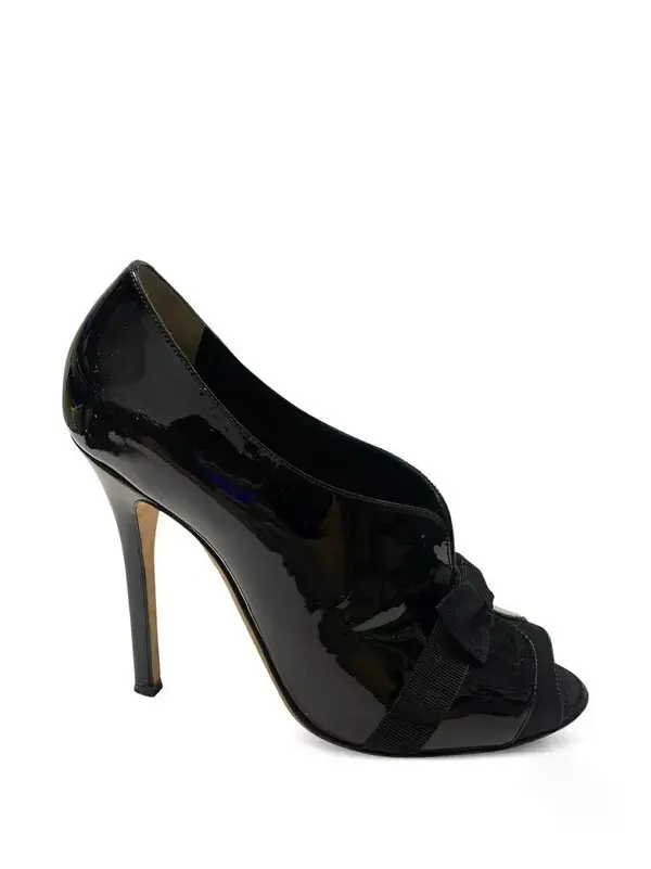Dolce & Gabbana Bow Peep-toe Ankle Boots - Black