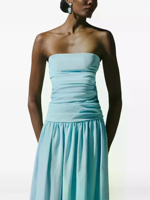 BAOBAB Nicola Ruched Strapless Maxi Dress - Blue