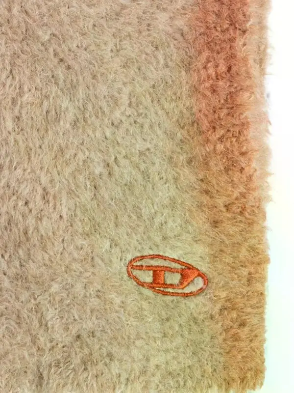 DIESEL® Logo-embroidered Brushed-knit Scarf - Neutrals