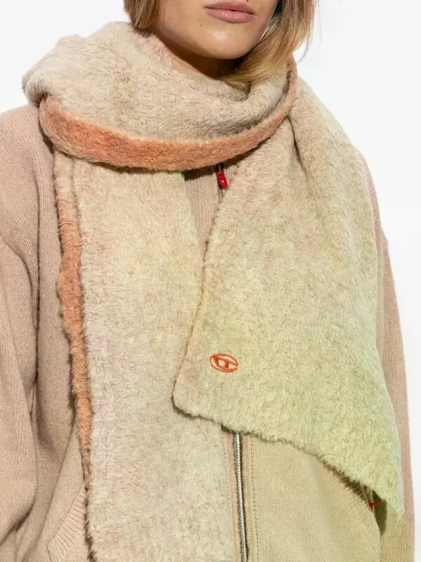 DIESEL® Logo-embroidered Brushed-knit Scarf